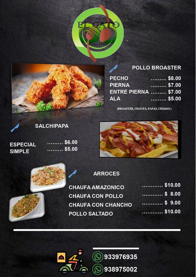 Carta de Restaurant "El Gato", Peru