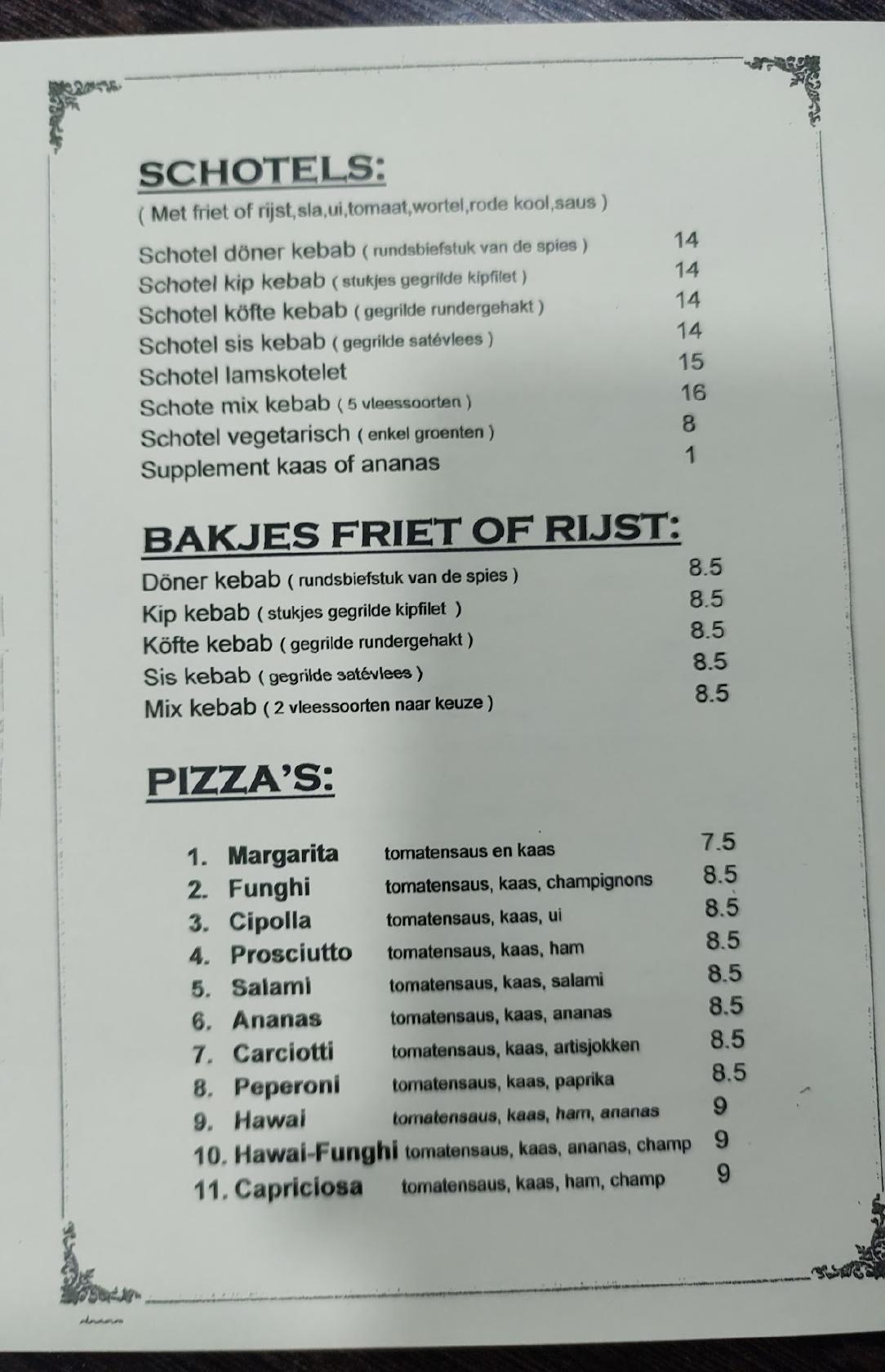 Menu at Marmaris, Sint-Truiden
