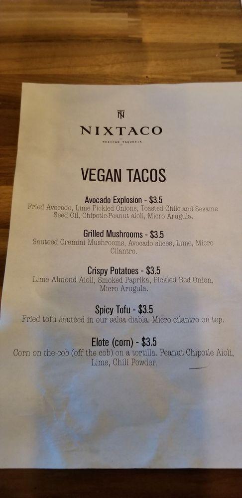 Menu at Nixtaco restaurant, Roseville, Cirby Way #12