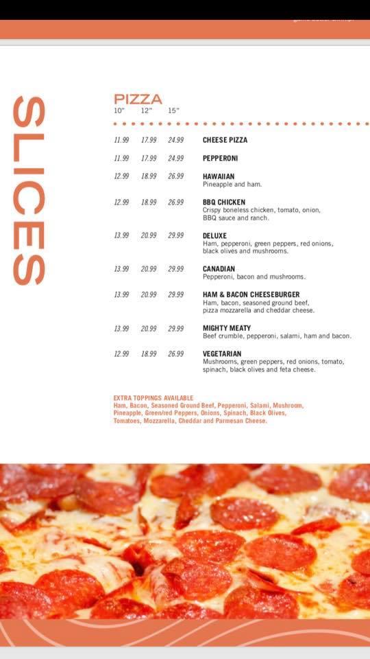 Menu at North Eden 2 Mainprize Park restaurant, Canada