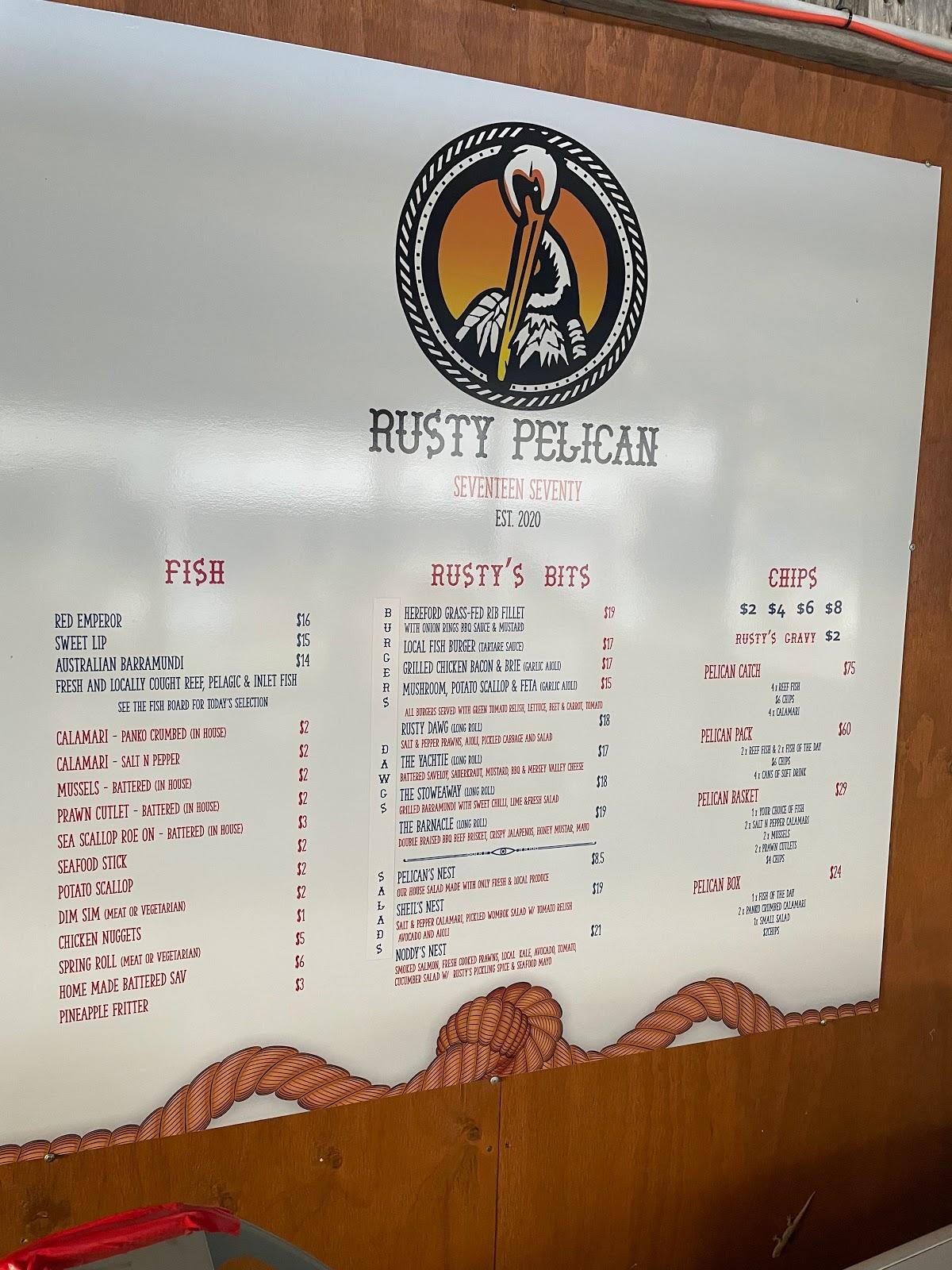 Menu at 1770 Rusty Pelican fast food, Seventeen Seventy