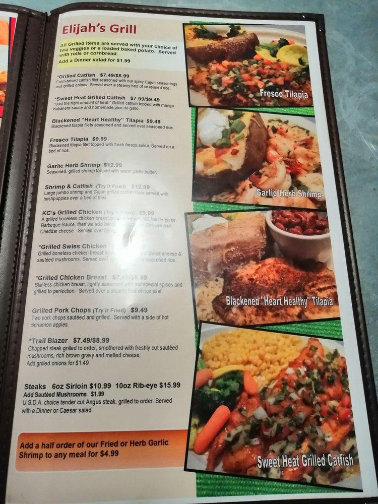 Menu at Elijah's Cafe, Jasper, 201 W Gibson St