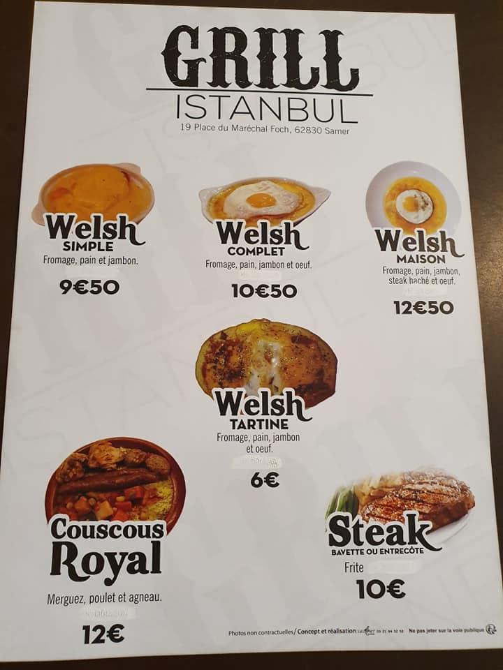 Menu au Kebab Istanbul restaurant, Samer