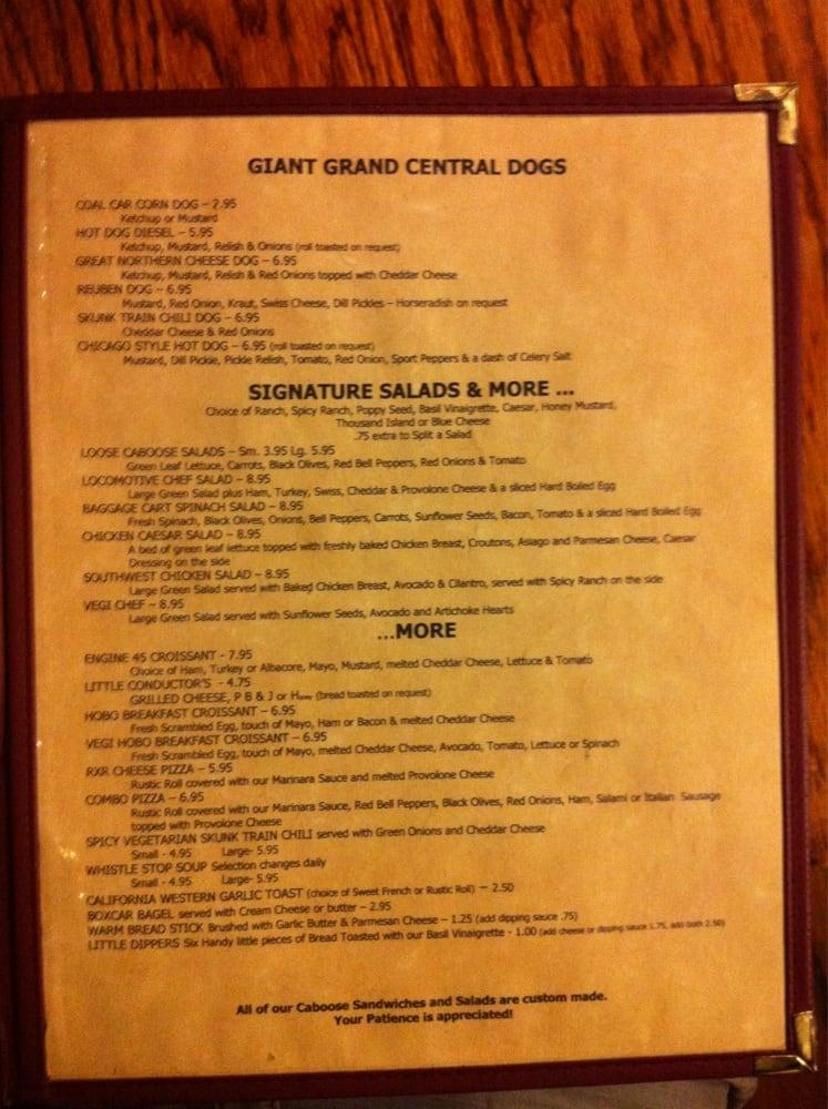 Menu at Loose Caboose Cafe, Willits