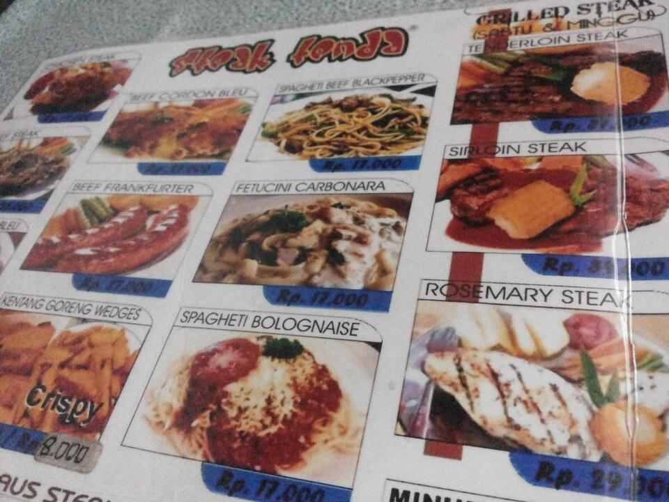 Menu at Steak Tenda steakhouse, Bandung
