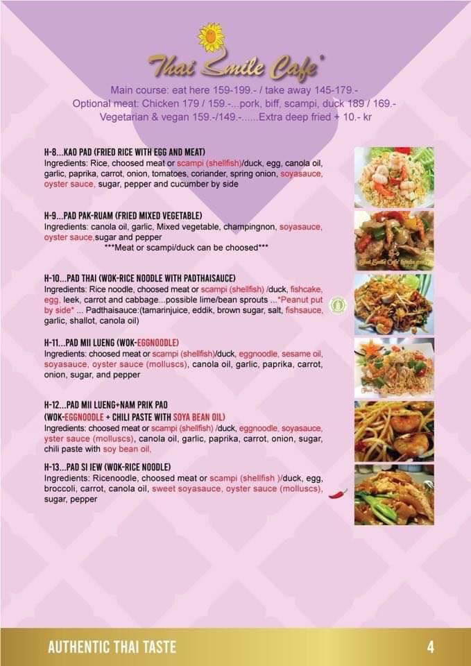 Menu at Nye Thai Smile Take Away restaurant, Alvdal