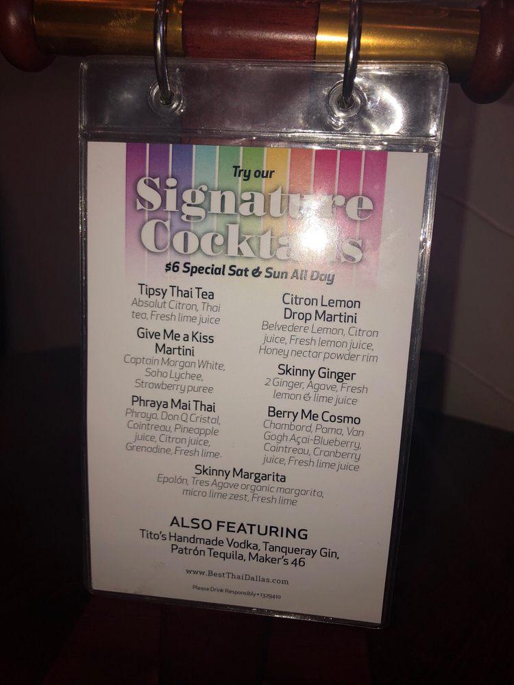Menu at Best Thai Signature - Dallas (Frankford Rd) restaurant, Dallas ...