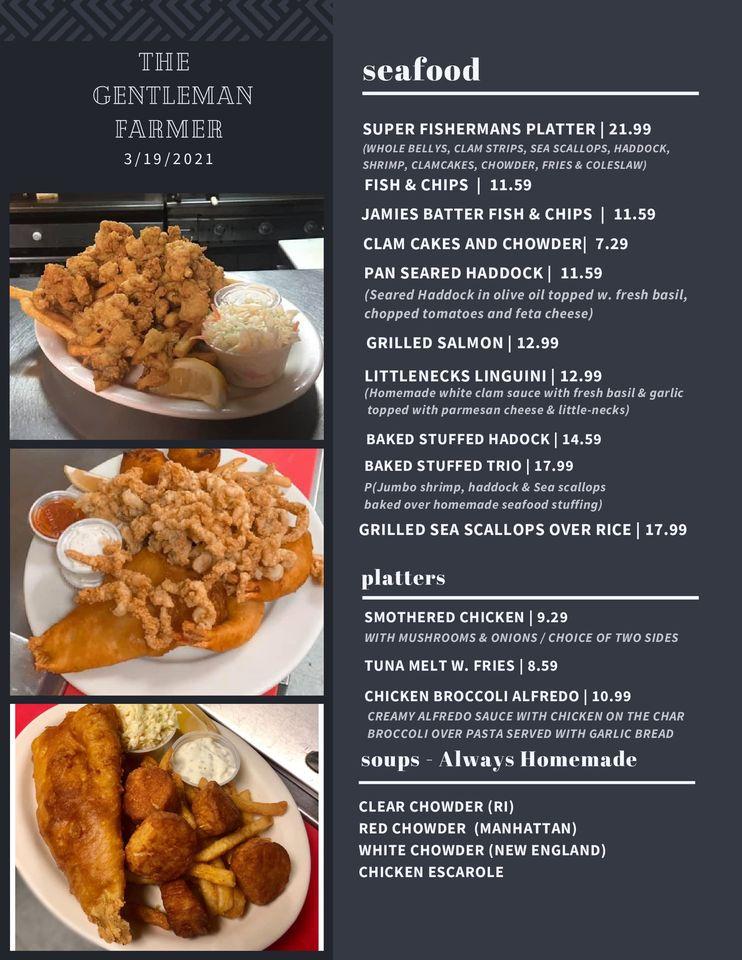 Menu at Gentleman Farmer Restaurant, Glocester
