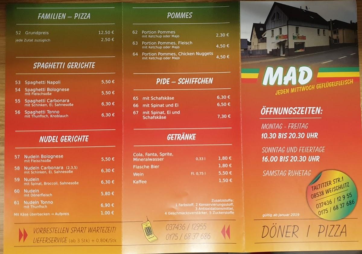 Menu at MAD Döner pub & bar, Weischlitz