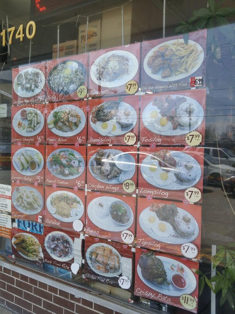 Menu at Tagpuan restaurant, Toronto, 1740 Victoria Park Ave