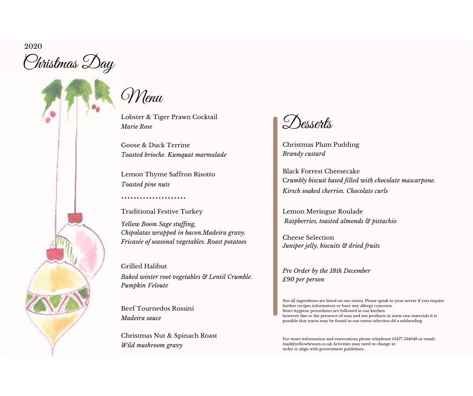 Menu at The Yellow Broom Restaurant, Holmes Chapel, Forty Acre Ln