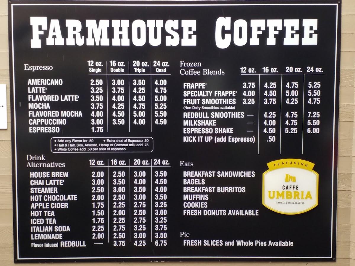 Menu at Farmhouse Coffee pub & bar, Clatskanie