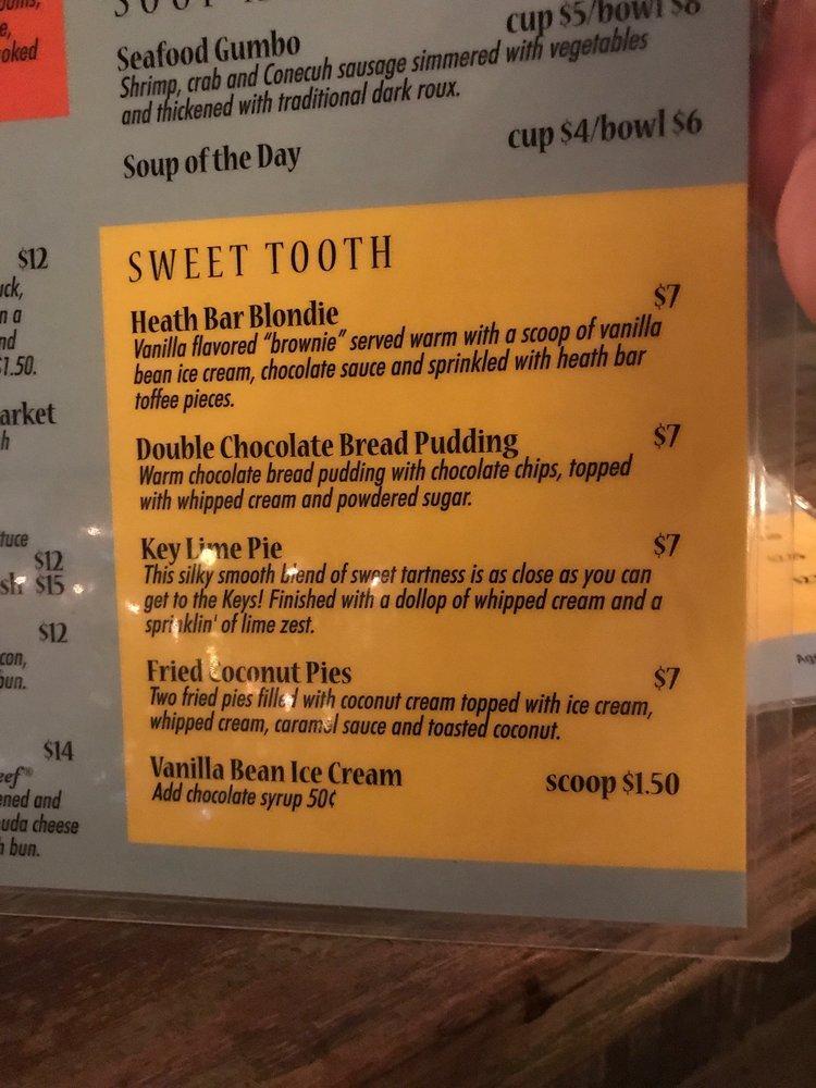 Menu at GTs On The Bay restaurant, Orange Beach