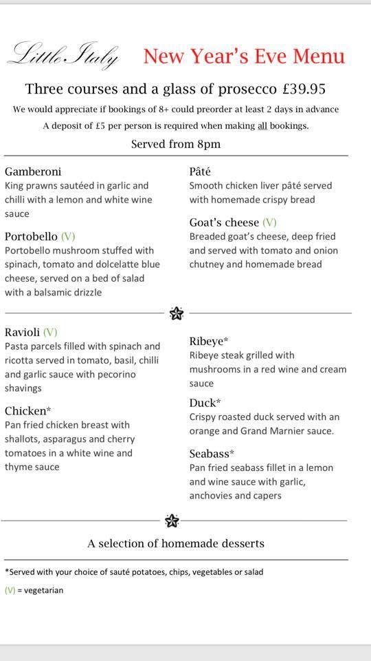 Menu at Little Italy restaurant, Altrincham, 391A Stockport Rd
