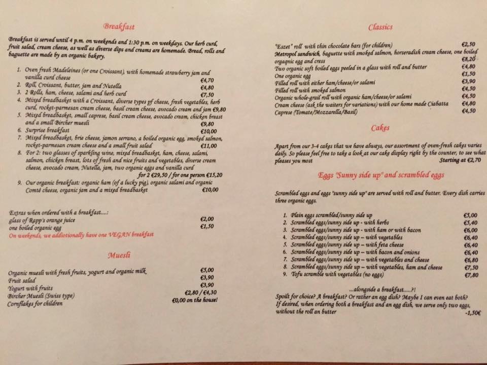 Menu at Metropol am Dom - Café & Restaurant, Frankfurt, Weckmarkt 15
