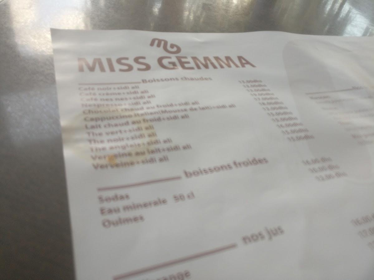 Menu at Miss Gemma cafe, Marrakesh, Av. 4ème D.M.M.