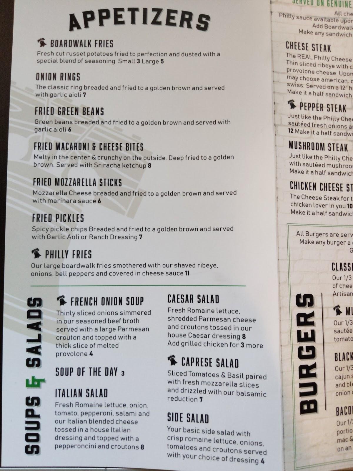 Menu at Philadelphias restaurant, Baker City