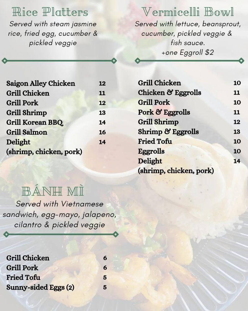 Menu at Saigon Alley Restaurant, Houston