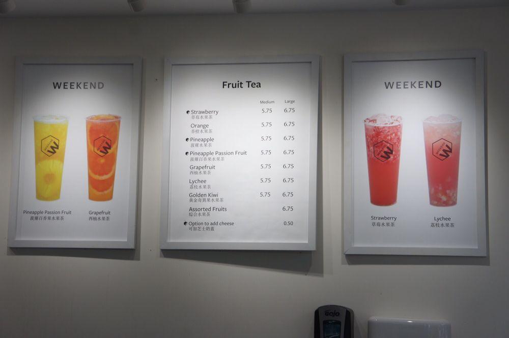 Menu at Weekend Tea, Burnaby