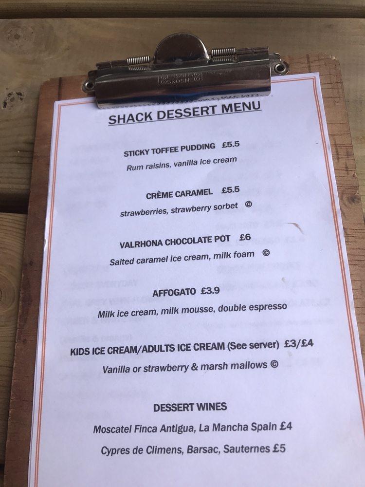 Menu at Harry's Shack restaurant, Portstewart