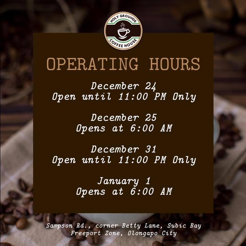 Menu at Holy Grounds Coffee House, Subic Bay Freeport Zone, Sampson Rd