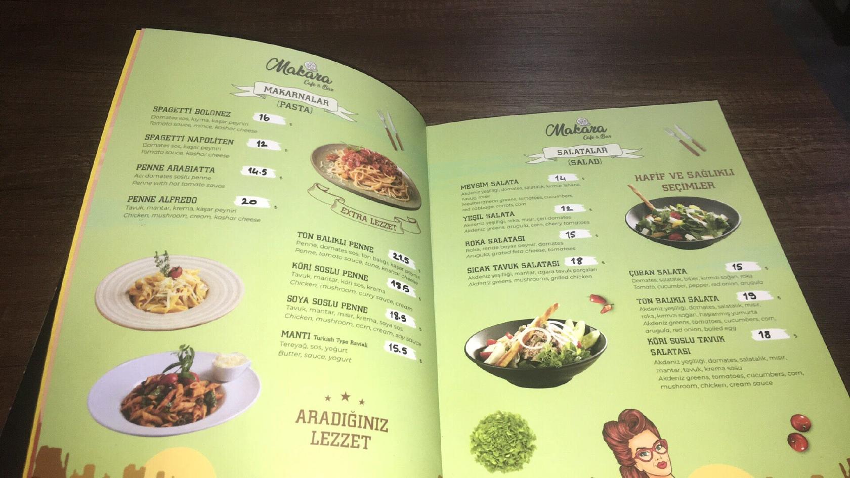Menu at Makara Cafe&Bar, Izmir