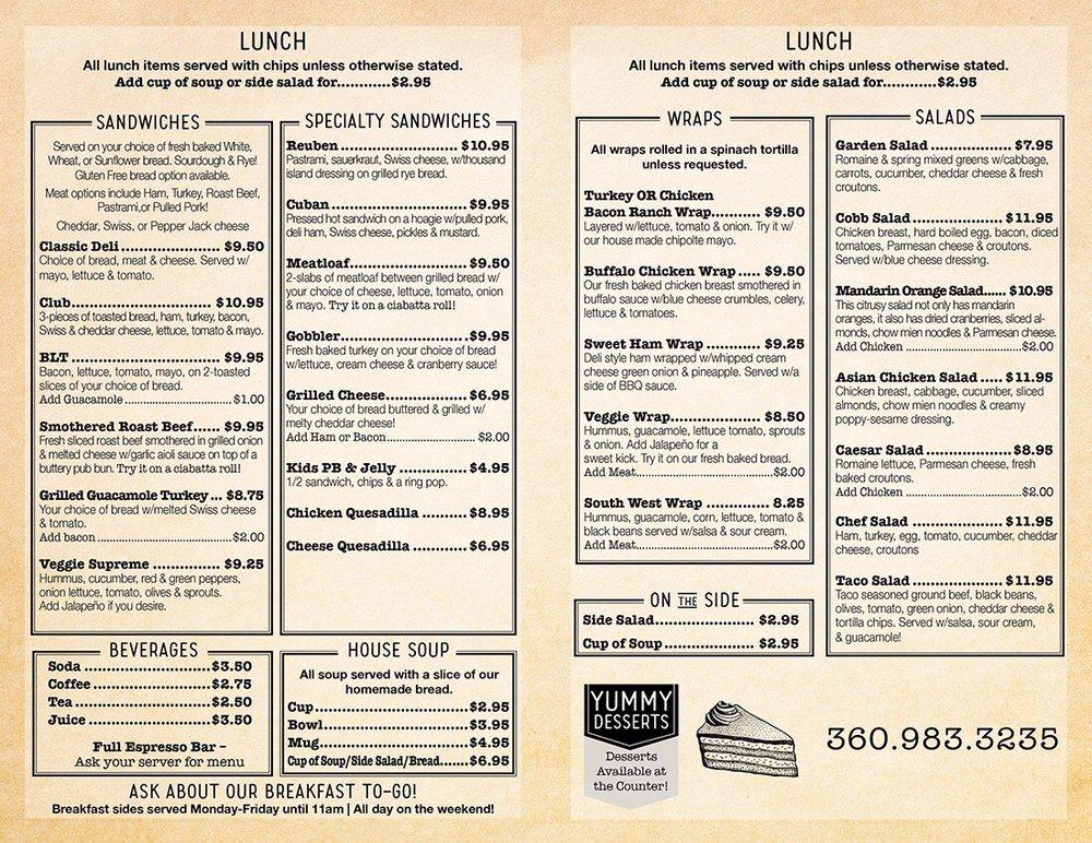 Menu at Lemon Tree Cafe & Espresso, Mossyrock