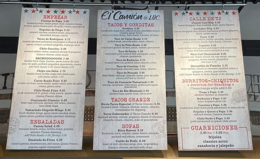 Menu at Luchador Brewing restaurant, Cathedral City