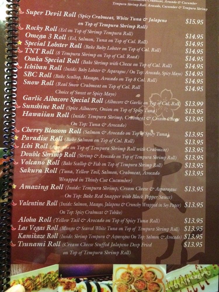 Menu at Osaka Sushi & Japanese Cuisine restaurant, Visalia