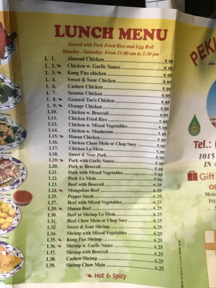 Menu at Peking Buffet restaurant, Auburn