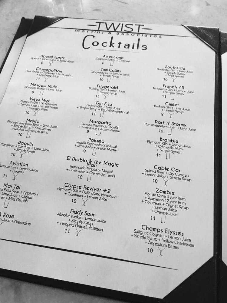 Menu at Twist Martini & Associates pub & bar, Virginia Beach, Commerce St