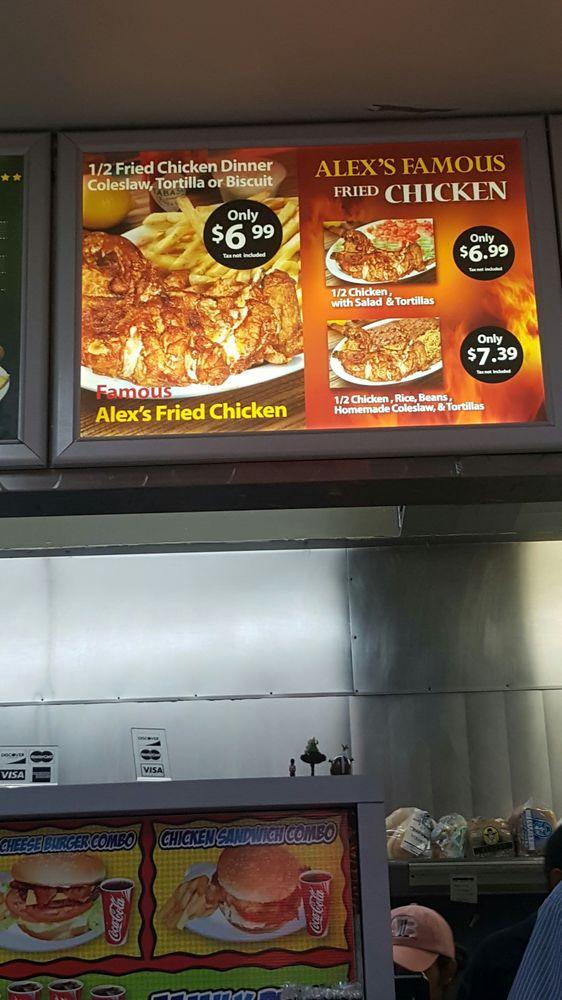Menu at Alex Burgers restaurant, Los Angeles, E Olympic Blvd