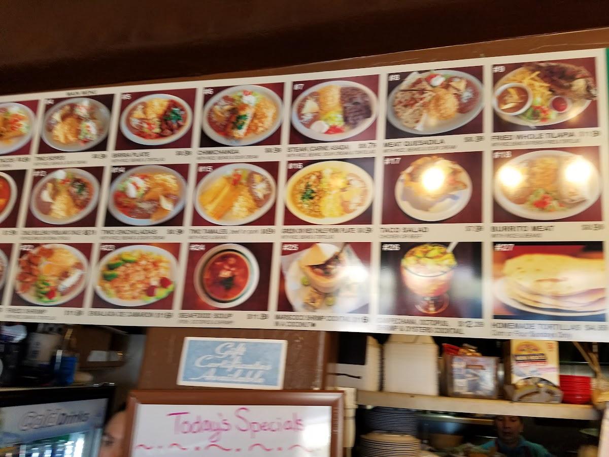 Menu at Juanita's Taqueria restaurant, Cottonwood
