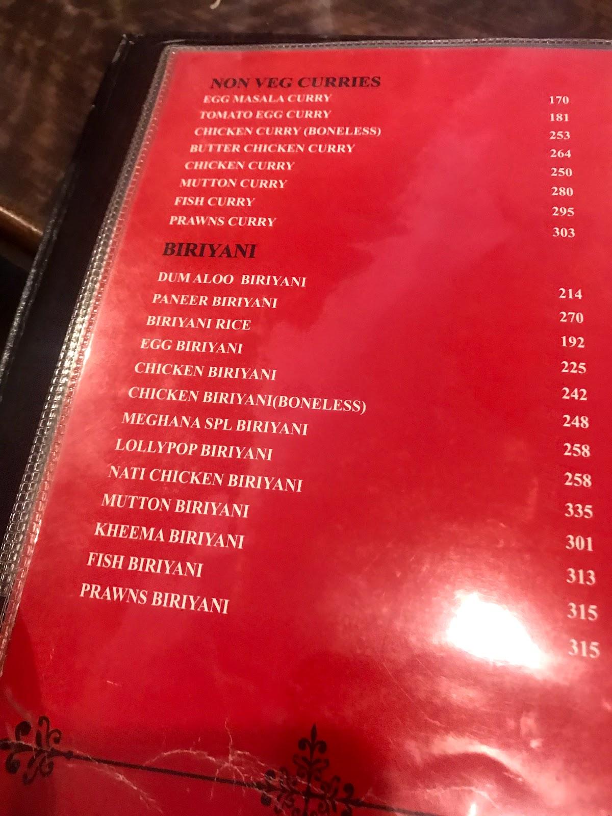 Menu at Meghana Foods - Indiranagara, Bengaluru, 544