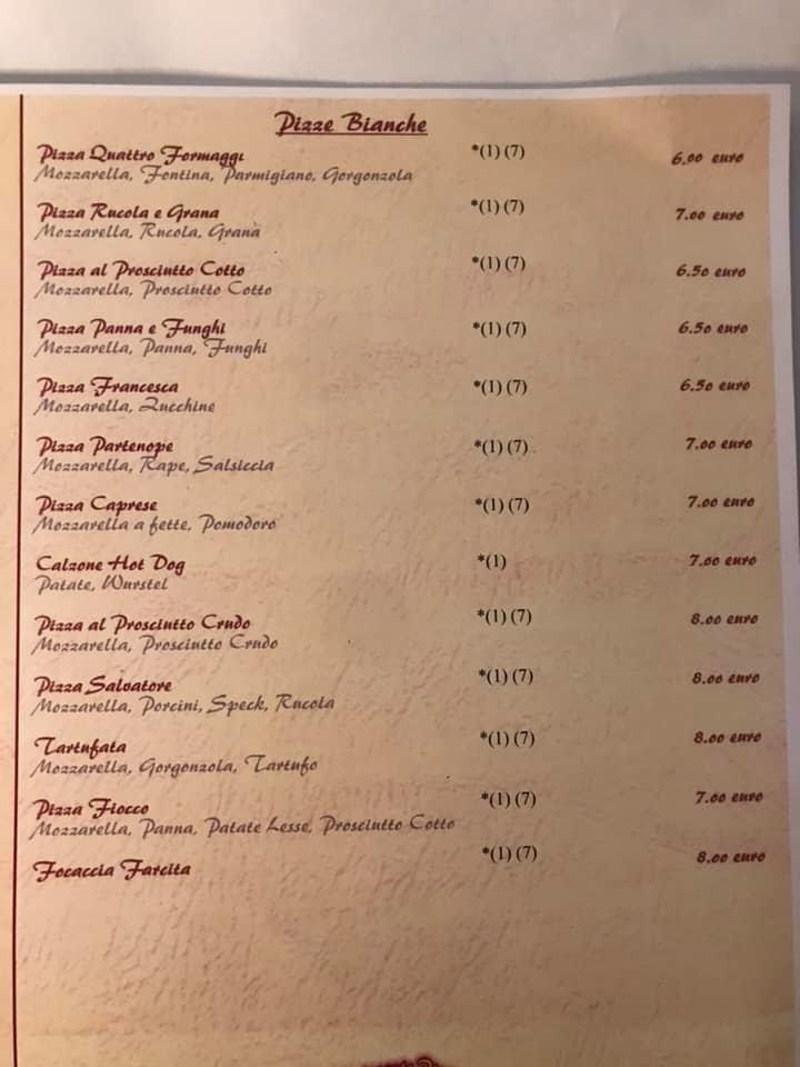 Menu da Ristorante pizzeria partenope, Chieti