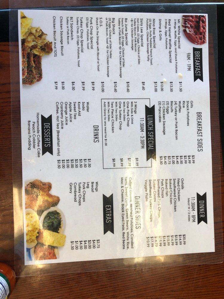 Menu at Soul Food Shack restaurant, Gardena