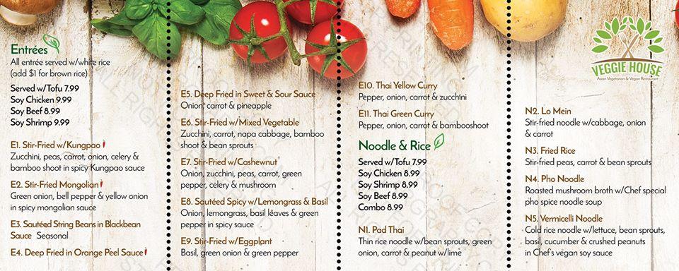 Menu at Veggie House restaurant, Salt Lake City