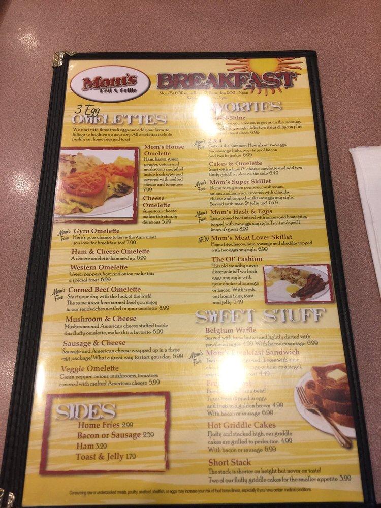 Menu at Mom's Deli & Grille restaurant, North Royalton, York Rd