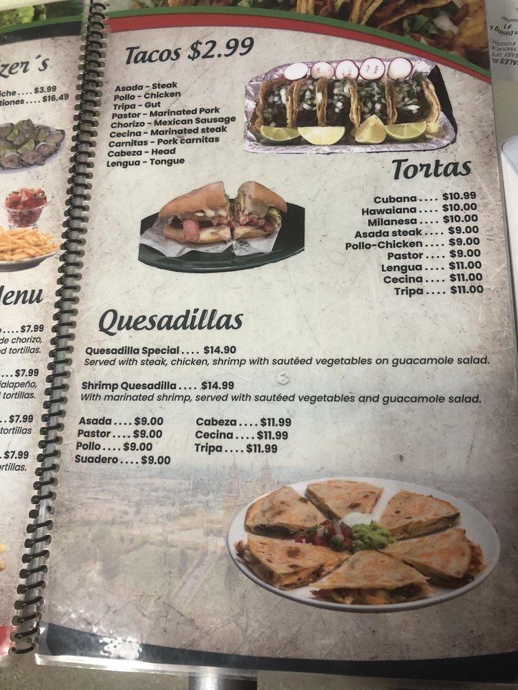 Menu at Morales Mexican Restaurant, Seymour