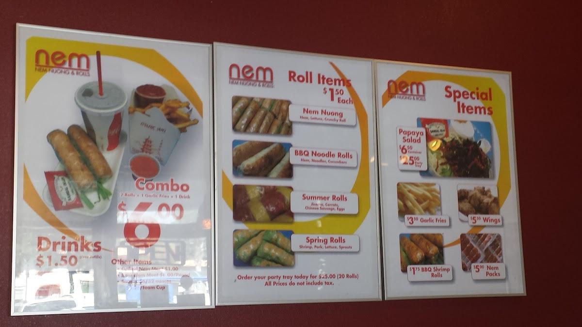 Menu at NEM restaurant, Garden Grove, Westminster Blvd.