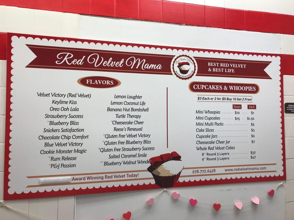 Menu at Red Velvet Mama desserts, Atlanta