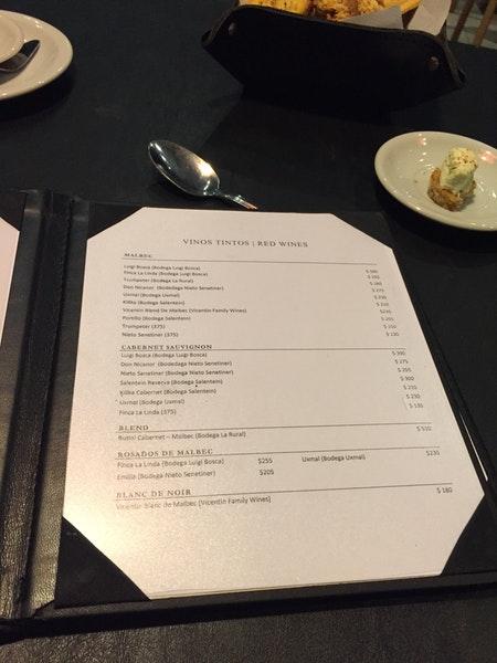 Menu at Excalibur restaurant, Rosario