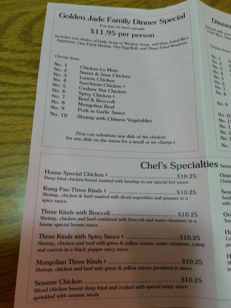 Menu at Golden Jade Restaurant, Ogden