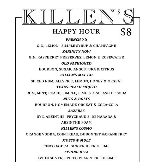 Menu at Killen's Steakhouse, Pearland, Broadway St