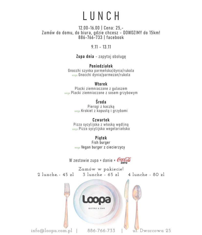 Menu at LOOPA Bistro&Bar, Gliwice