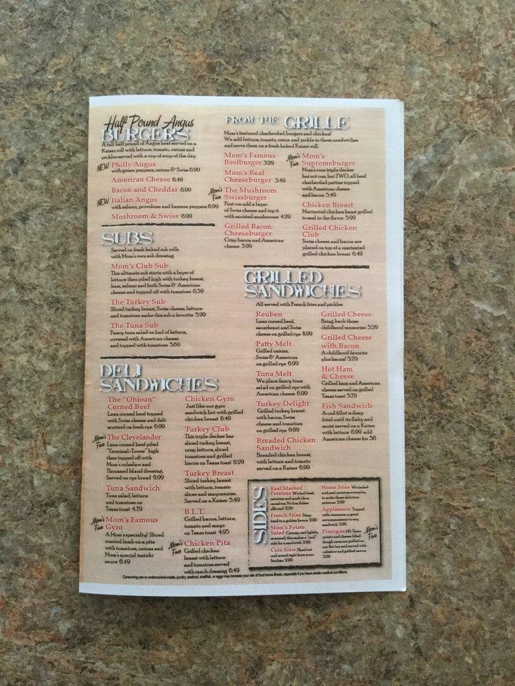Menu at Mom's Deli & Grille restaurant, North Royalton, York Rd