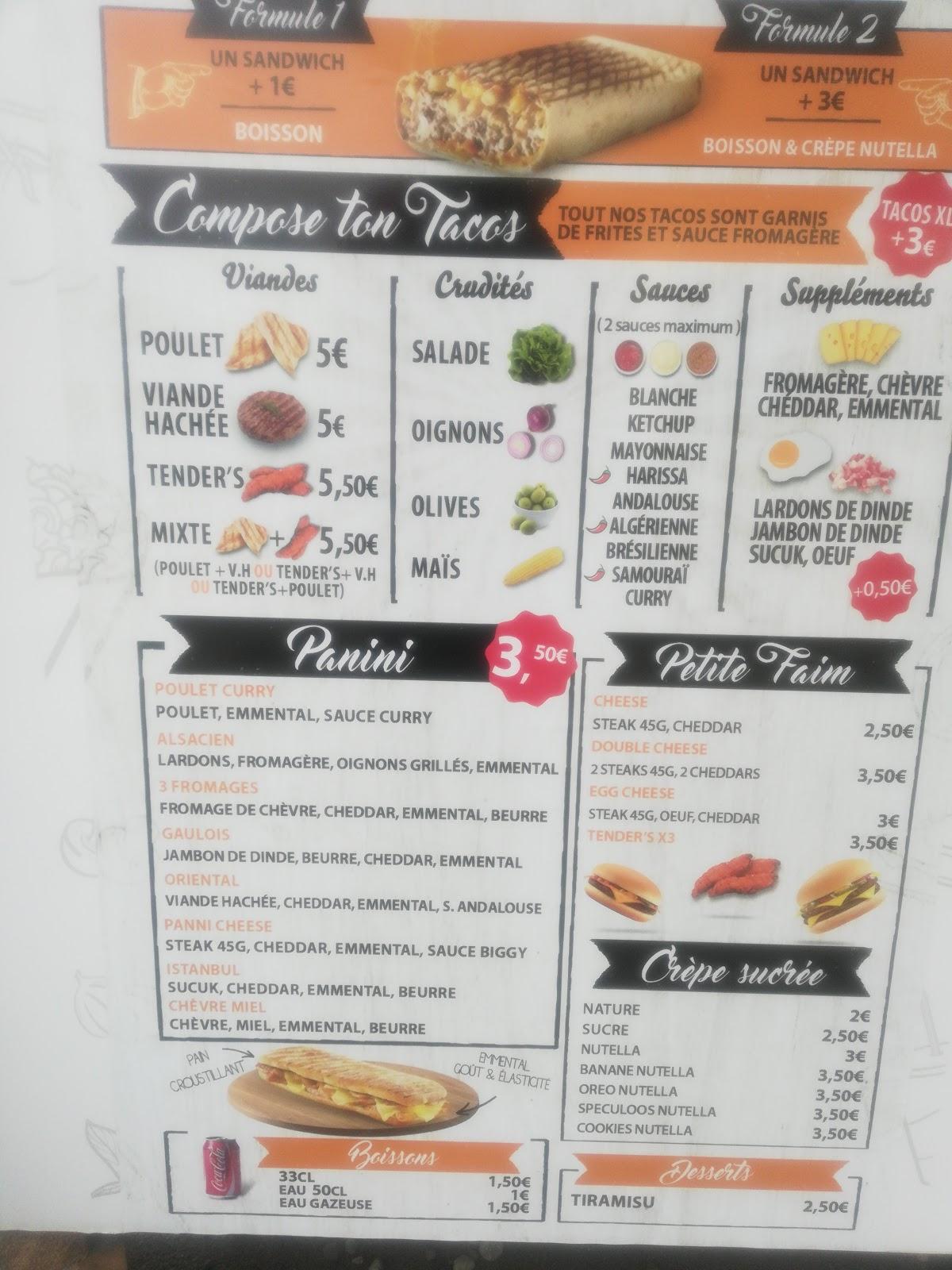 Menu at Panini Street Meinau restaurant, Strasbourg