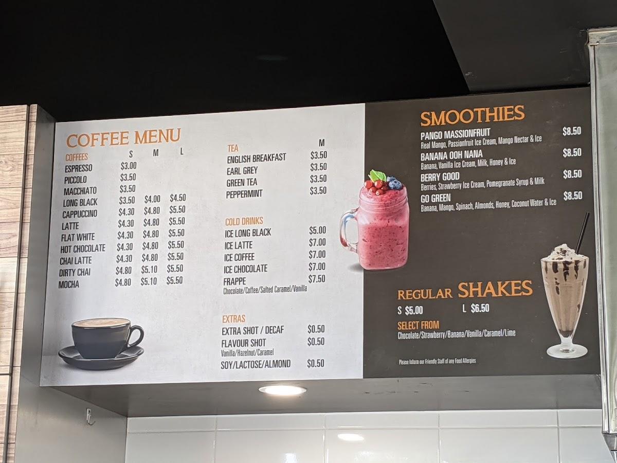 Menu at Salem's Cave restaurant, Caloundra