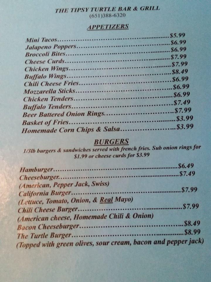 Menu at The Tipsy Turtle Bar & Grill, Red Wing