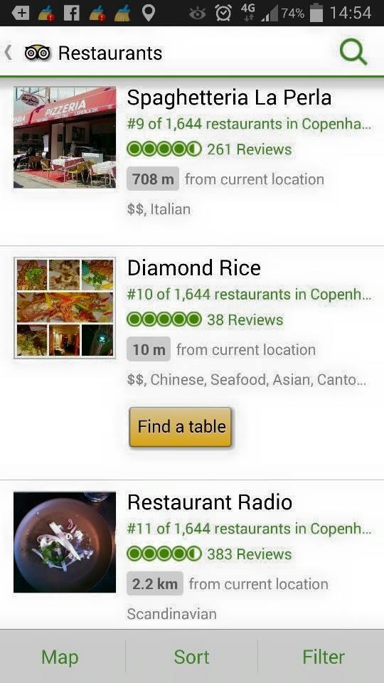 Menu at Diamond Rice restaurant, Copenhagen